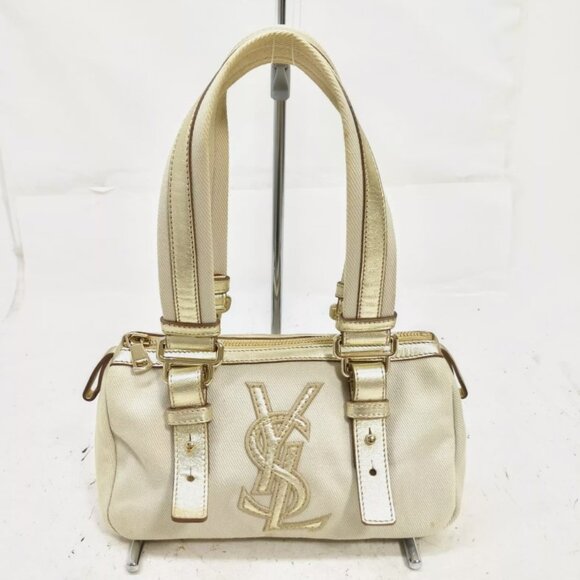 Yves Saint Laurent | Other | Yves Saint Laurent Handbag White Canvas ...
